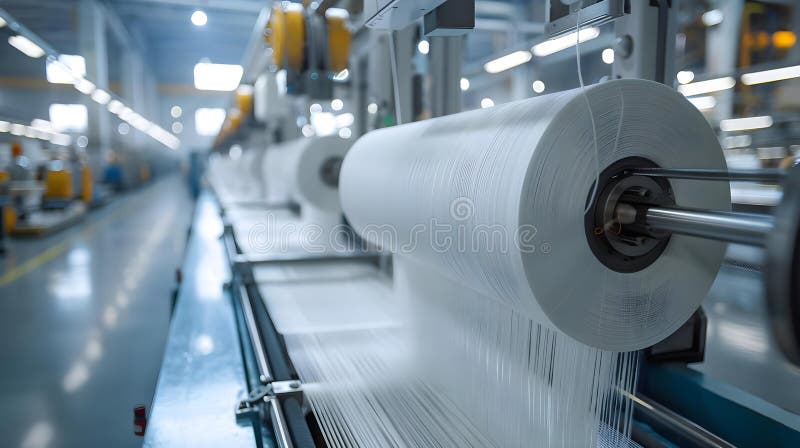 Modern Textile Manufacturing Line with Precision Machinery. Concept ...