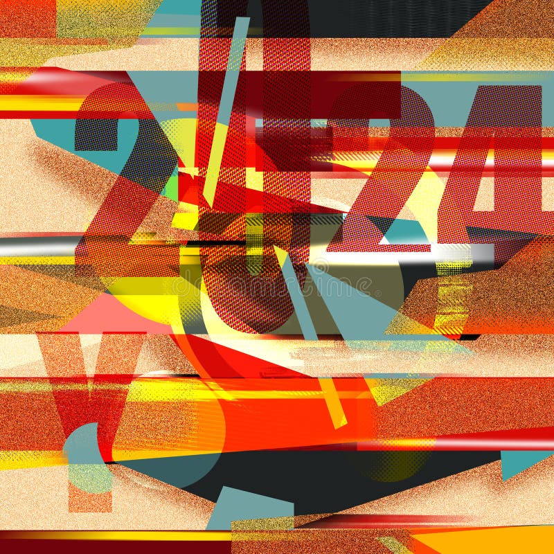 Modern Textured Artwork with Colorful Elements and Grunge Geometrical ...