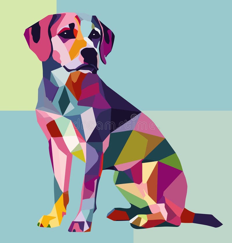 Modern Textured Artwork of the Dog in Geometric Shapes Flat Design, for ...