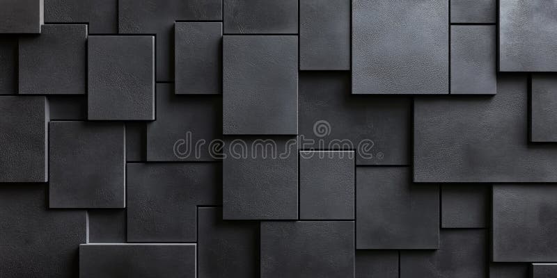 Modern Textured Black Wall Featuring Varying Rectangular Panels in a ...
