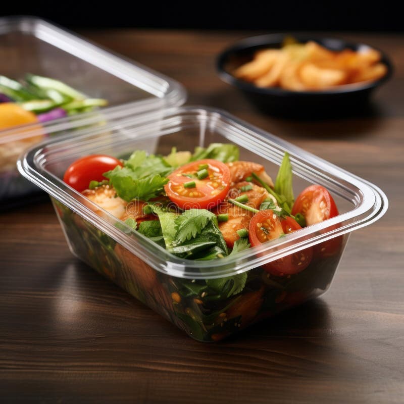 A Modern Thai Food Lunch Box in Plastic Packages Stock Illustration ...