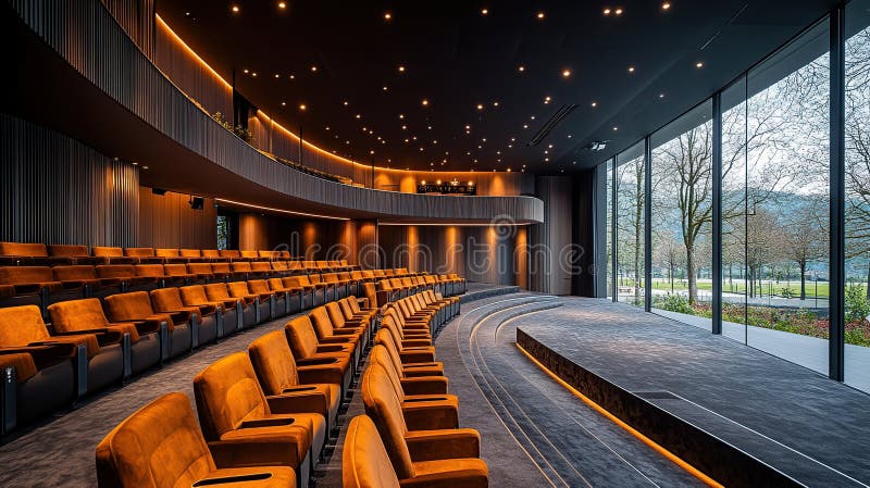 Modern Theater with Panoramic Views Stock Illustration - Illustration ...