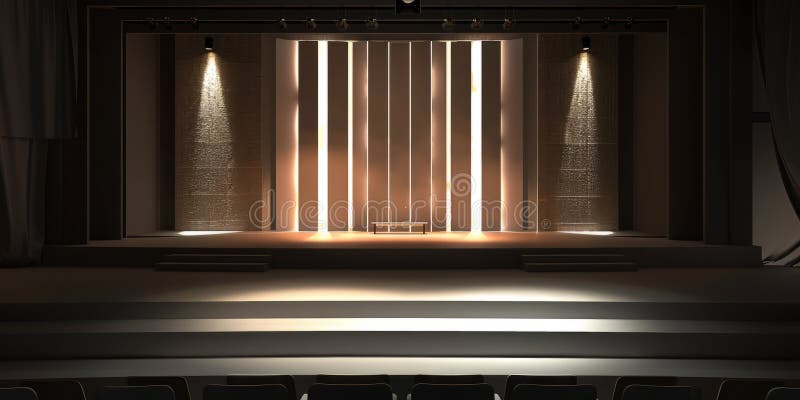 Modern Theater Stage with Dramatic Lighting and Empty Seats Stock ...