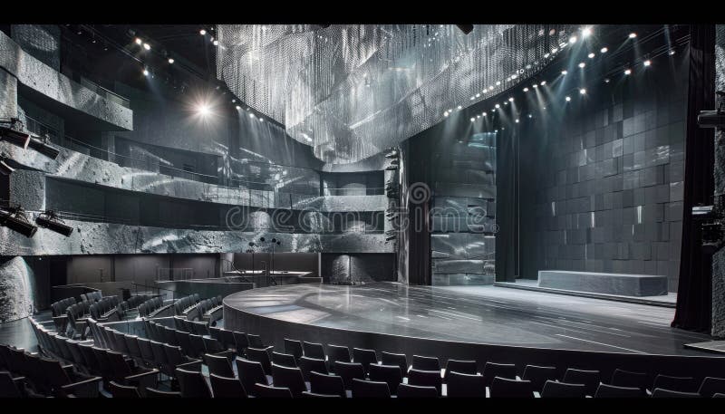 Modern Theater Stage Set for a Dramatic Performance with Minimalist ...