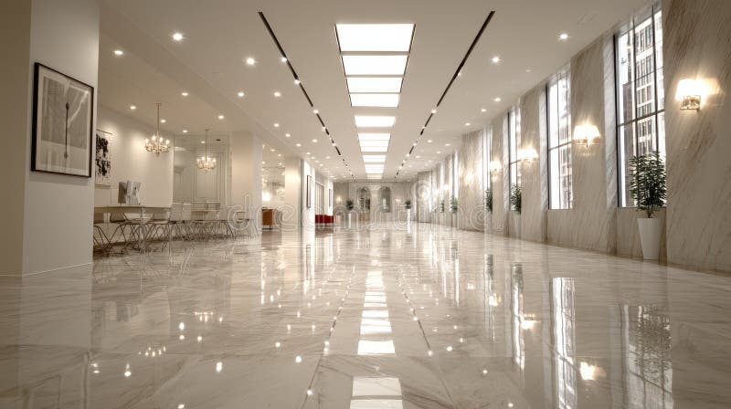 Modern Themed Office Interior with Calm Lighting and Elegant Design ...