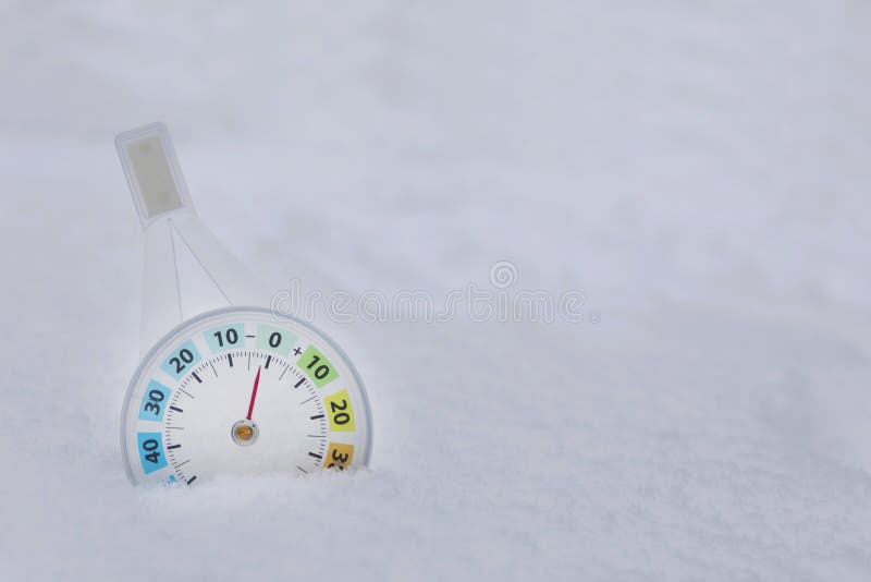 Modern Thermometer in Snow Outdoors Stock Photo - Image of freeze ...
