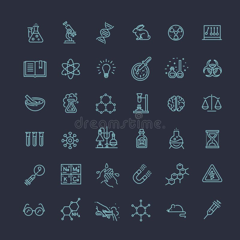 Modern Thin Line Icons Set of Biochemistry Research Stock Vector ...
