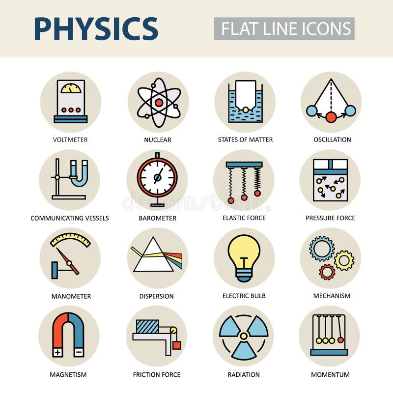 Modern Thin Linear Vector Icons of Physics and Laboratory Experiments ...