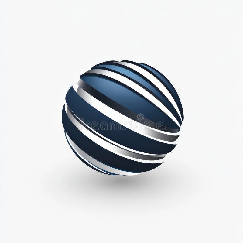 Modern Three-Dimensional Sphere with Curved Stripes and Shine Stock Illustration - Illustration ...