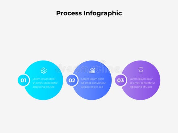 Modern Three Step Infographic with Gradient Circles and Icons, Ideal ...