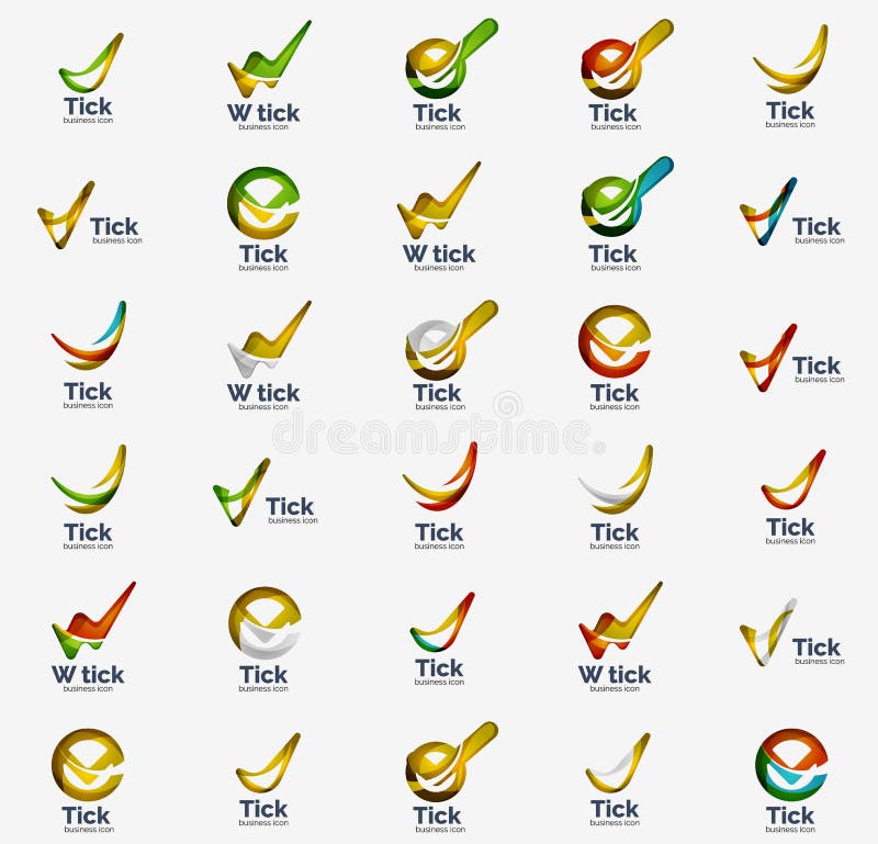 Modern Tick Abstract Wave Logo Mega Set Stock Vector - Illustration of ...