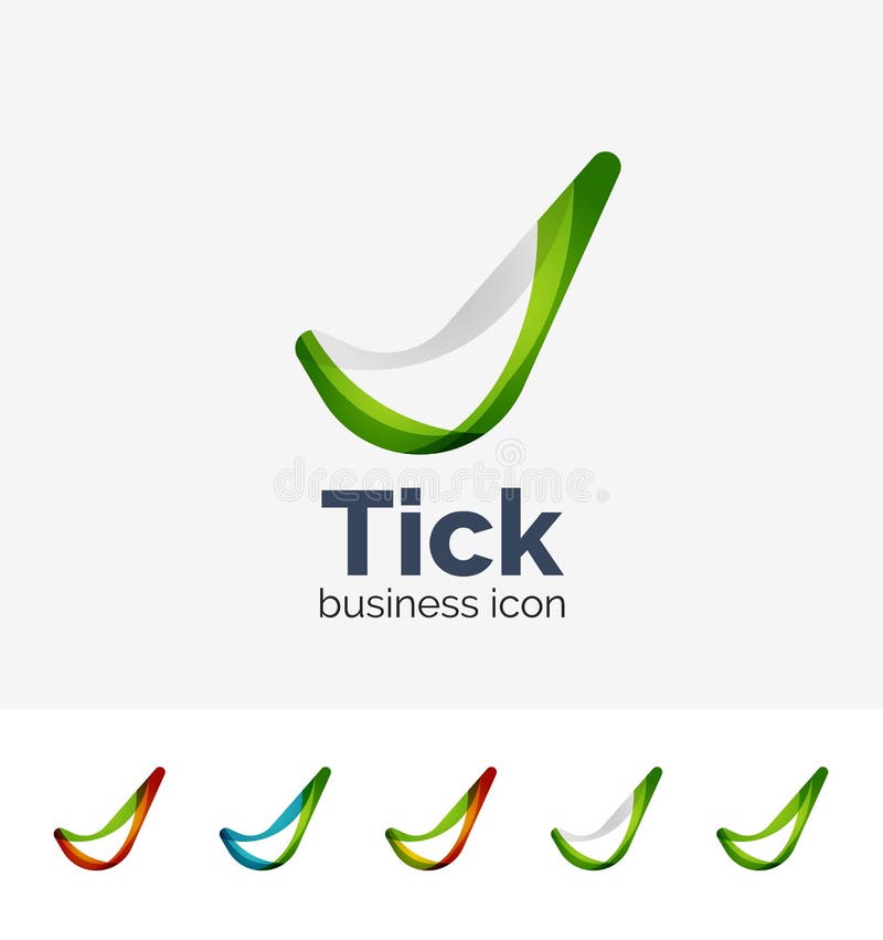 Modern Tick Abstract Wave Logo Set Stock Vector - Illustration of ...