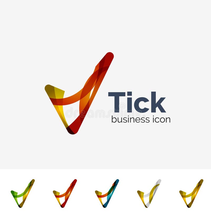 Modern Tick Abstract Wave Logo Set Stock Vector - Illustration of ...