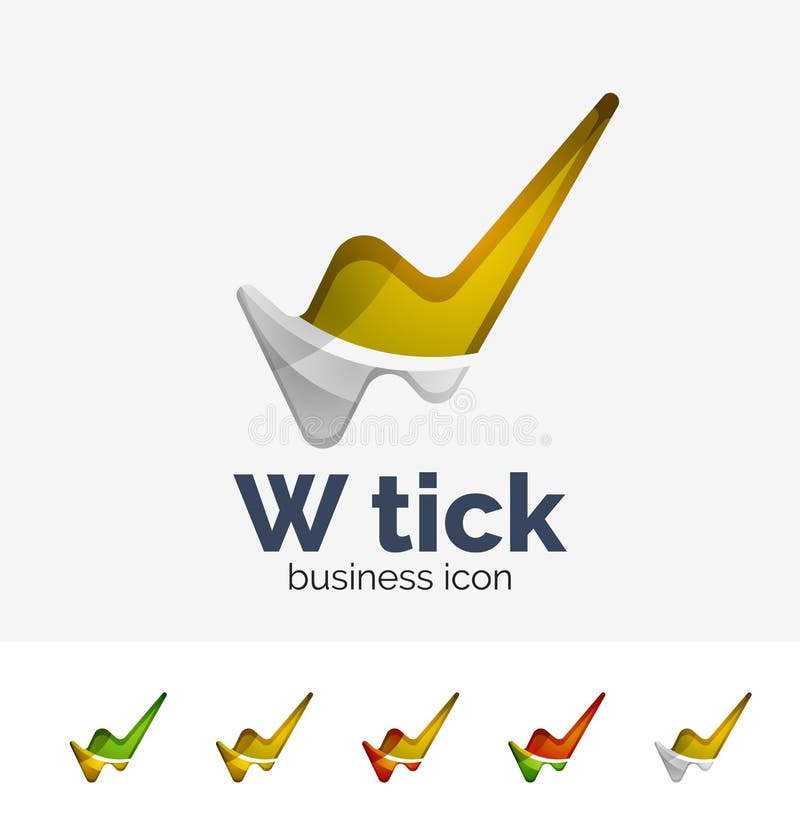 Modern Tick Abstract Wave Logo Set Stock Vector - Illustration of ...