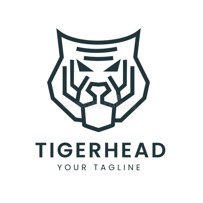 Simple Tiger, Vintage Logo Line Art Concept Black and White Color, Hand ...
