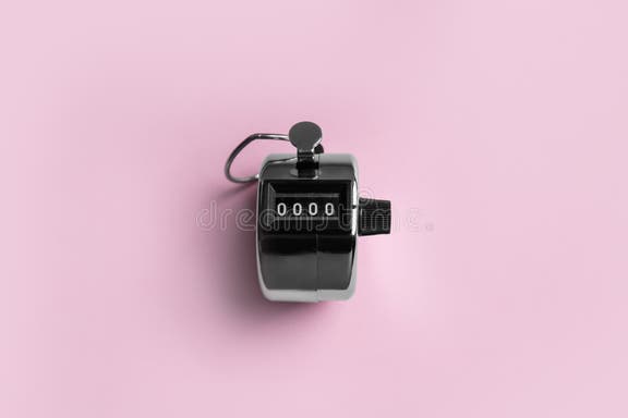 Modern Timer on Pink Background, Top View Stock Image - Image of ...