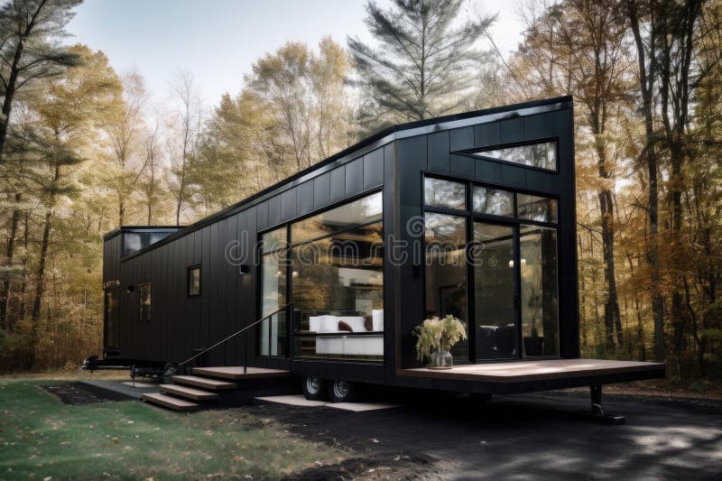 Modern Tiny Home with Sleek and Minimalist Design, Featuring Floor-to ...