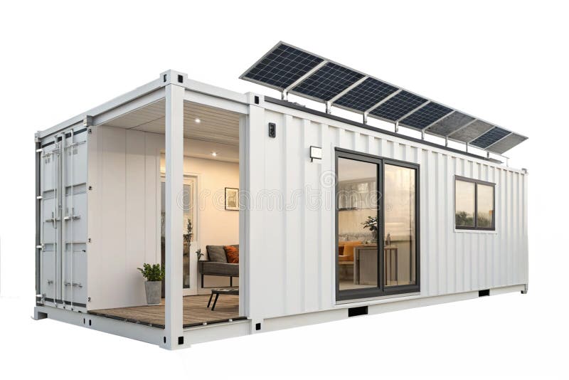 Modern Tiny House in Container, Isolated on White Background ...