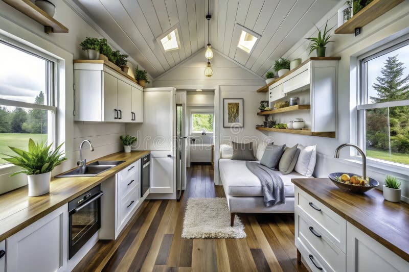 Modern Tiny House Interior Design Stunning White Kitchen Bedroom for ...