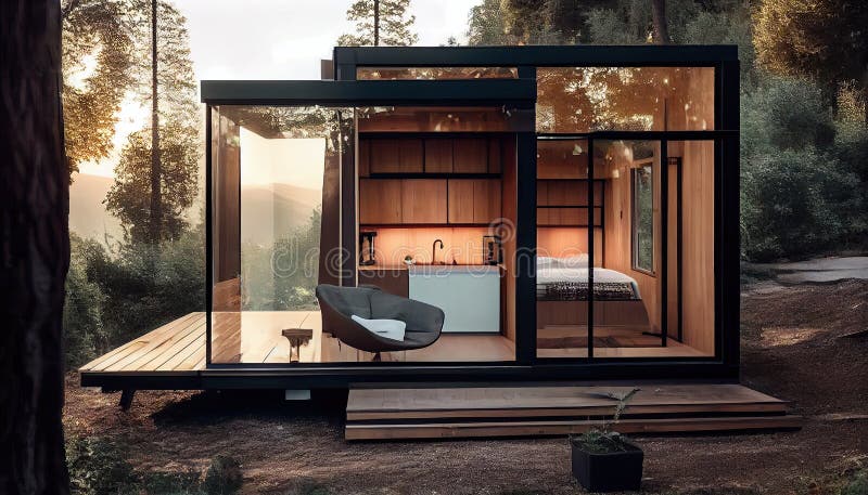 Modern tiny houses stock illustration. Illustration of tiny - 273593595