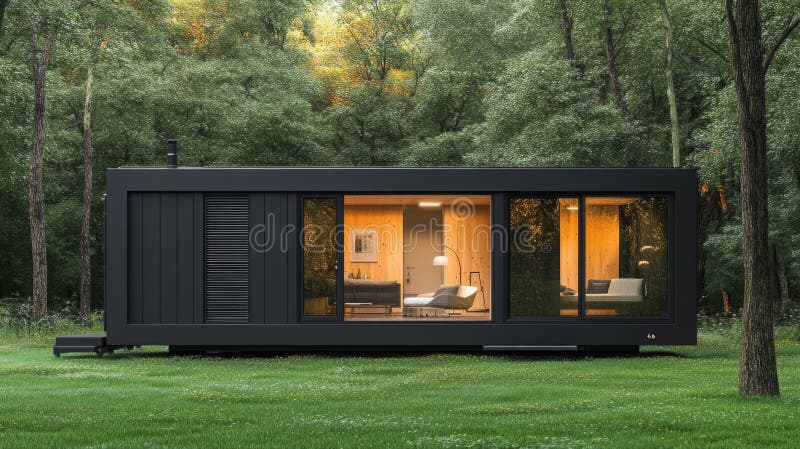 Modern Tiny Modular Home with Customizable Interiors and Warm Lighting ...