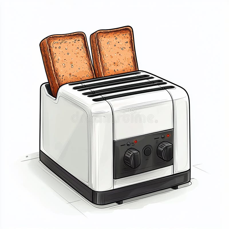 Modern Toaster Design with Sliced Bread Toasting Indoors in a ...