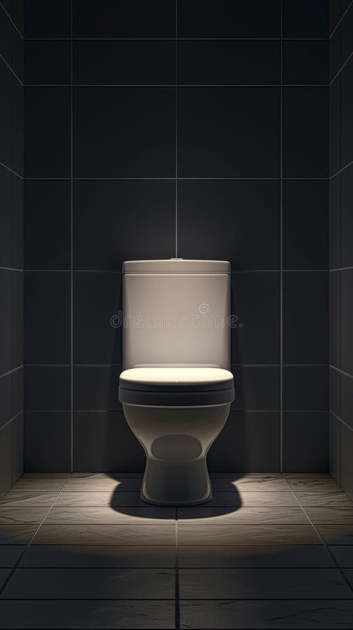 Modern Toilet in Dark Tiled Bathroom, Minimalist Concept Stock Photo ...