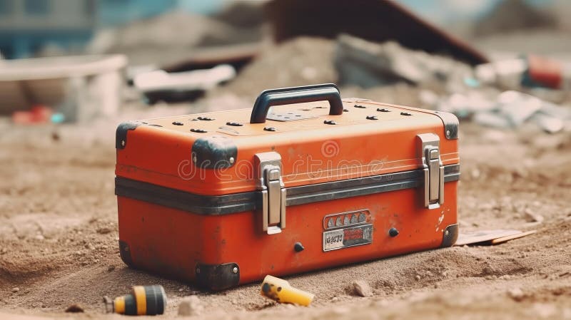 Modern Toolbox in Construction Site Close-up. Generative AI. Stock ...