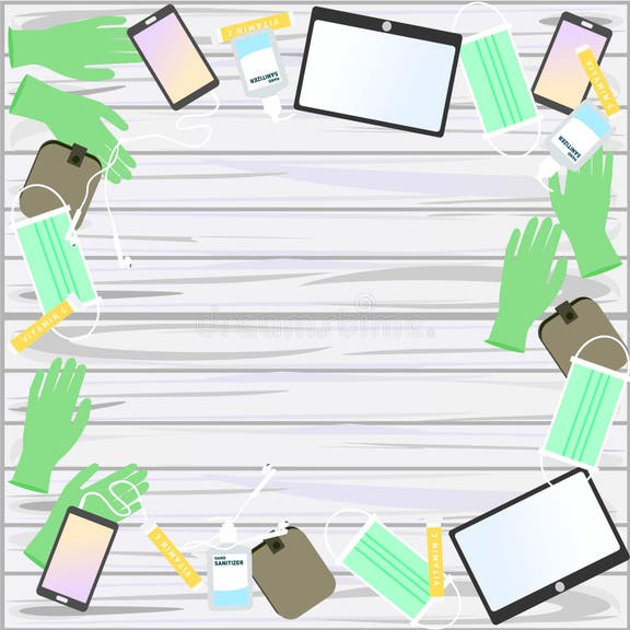 Modern Toolkit on White Wooden Background Stock Vector - Illustration ...