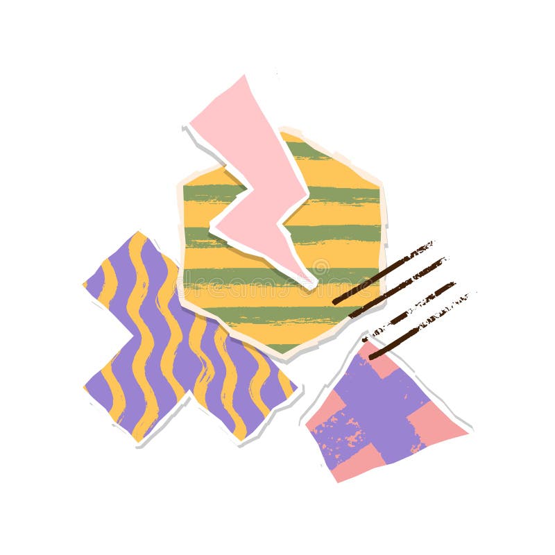 Modern Torn Paper Composition. Trendy Paper Collage in Vibrant Color ...