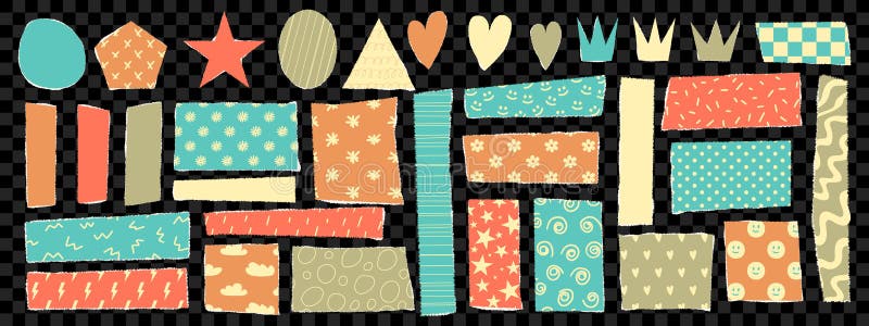 Modern Torn Paper Set with Funny Pattern. Trendy Elements for Collage ...