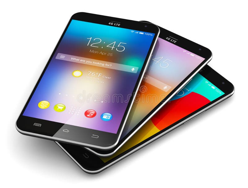 Modern Smartphones with Touchscreen Interface Stock Illustration ...