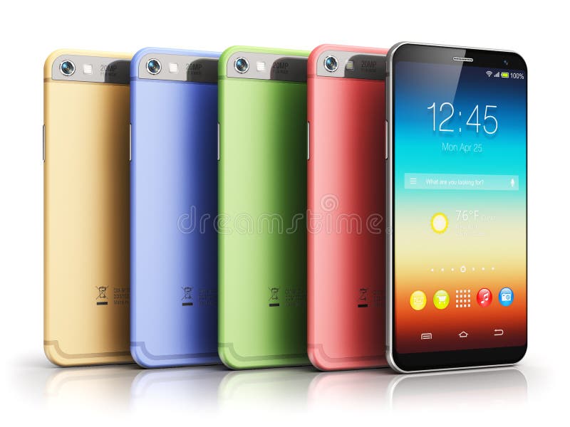 Modern Touchscreen Smartphones Stock Illustration - Illustration of ...