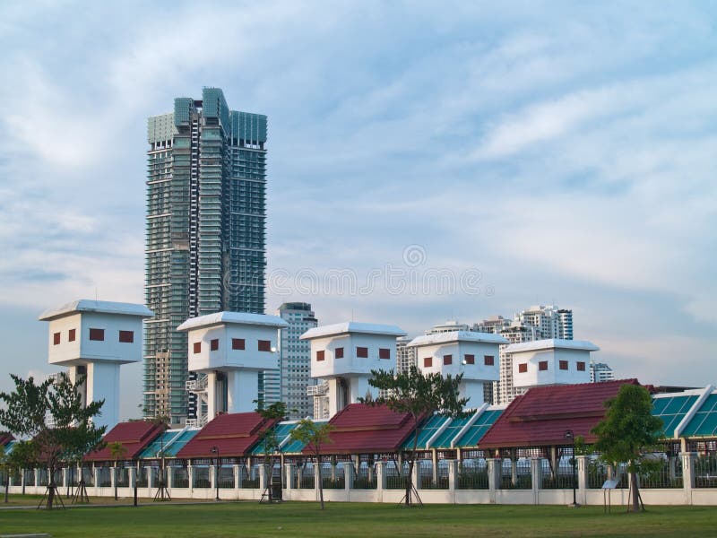 Modern tower stock photo. Image of building, lawn, high - 15377334