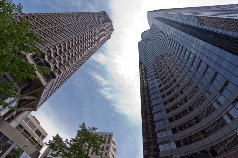 Modern Tower Glass Building Seattle Stock Image - Image of state, glass ...