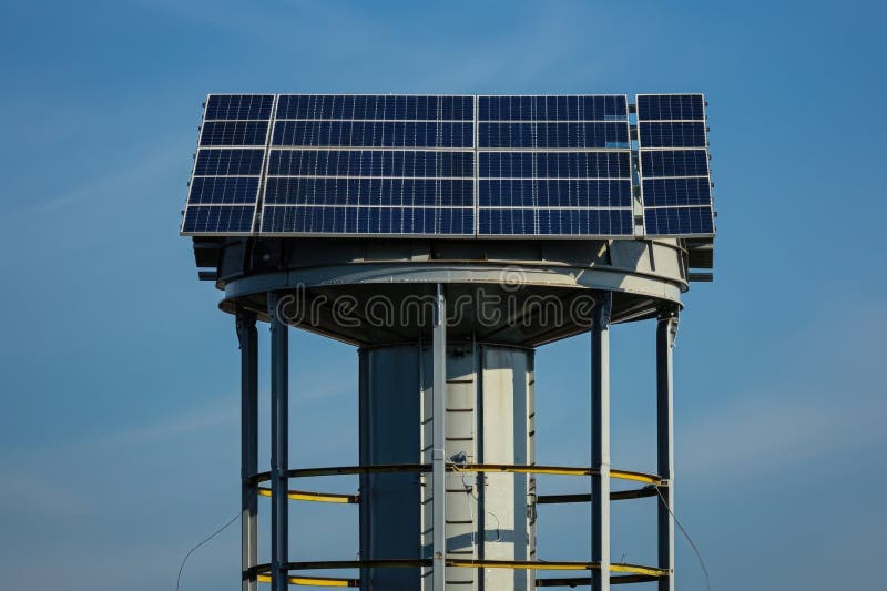 A Modern Tower with a Solar Panel Installed on Top Stock Photo - Image ...