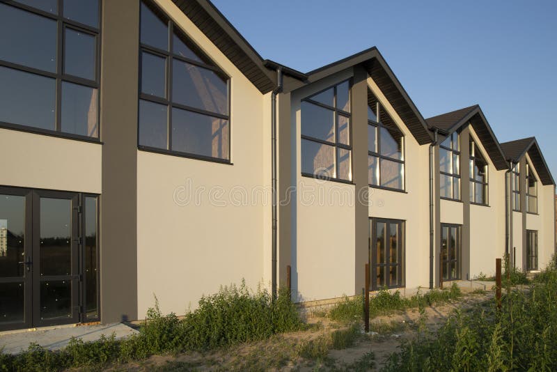 Modern Town Houses in a New Residential Complex. Stock Image - Image of ...