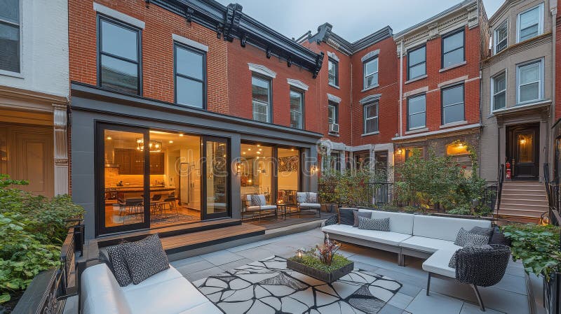 Modern Townhouse Backyard Patio City View Stock Photos - Free & Royalty ...