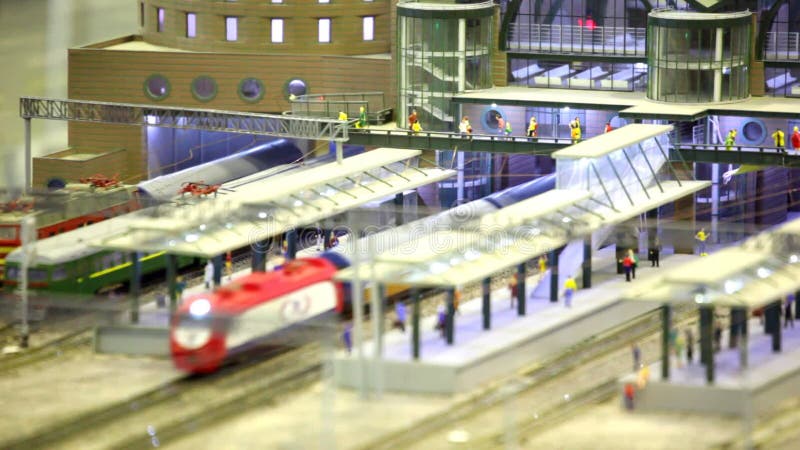 In Modern Toy City Passenger Train Passes by Rail Stock Footage - Video ...