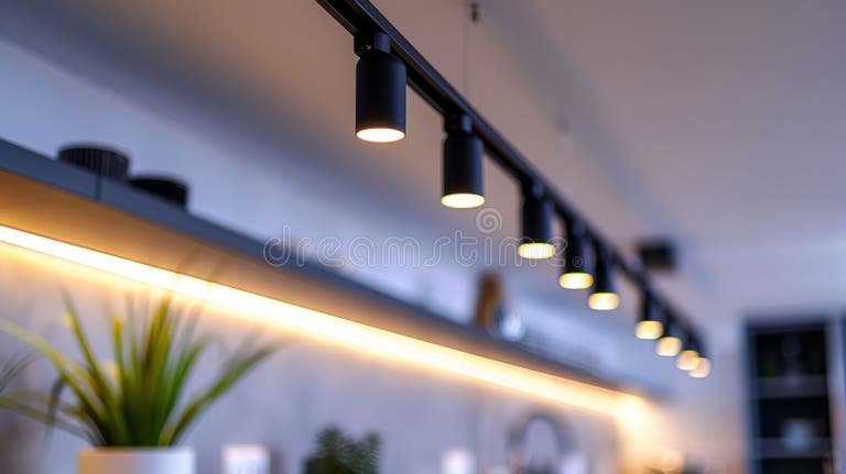 Modern Track Lighting in an Interior Setting Stock Photo - Image of ...