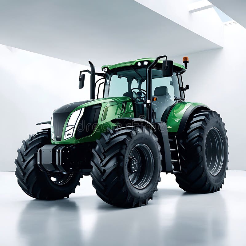 Modern Tractor in the Field Close-up Stock Illustration - Illustration ...