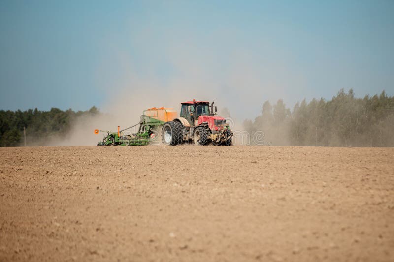 Modern Tractor Sowing Using GPS for Precision Farming in the Fields ...
