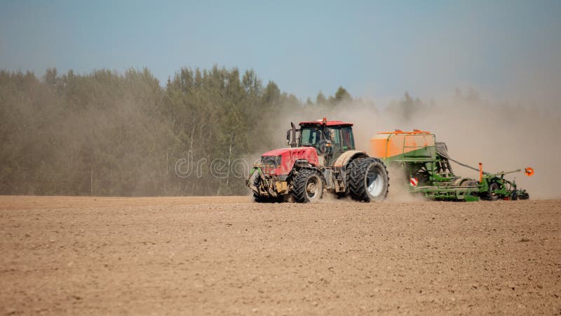 Modern Tractor Sowing Using GPS for Precision Farming in the Fields ...