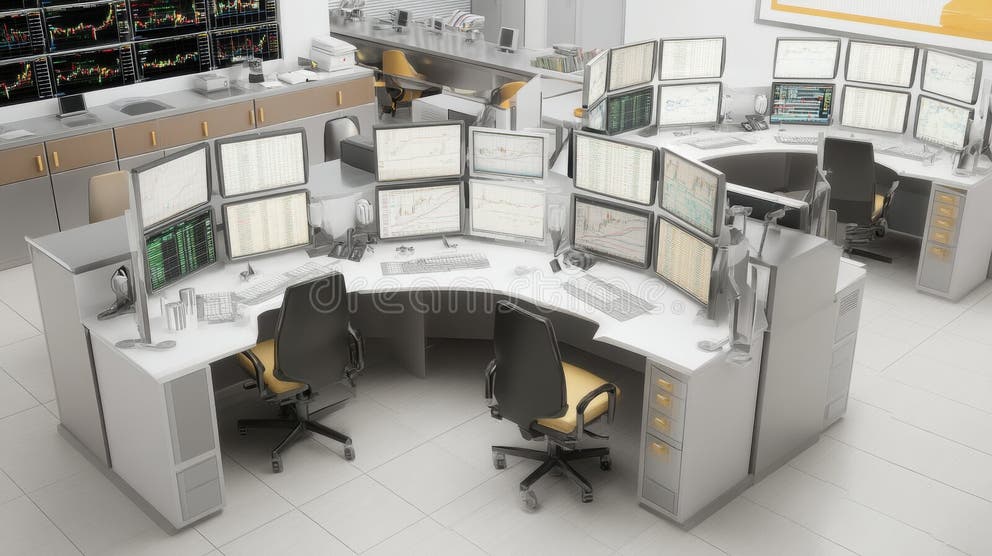 Modern Trading Room Design stock illustration. Illustration of ...