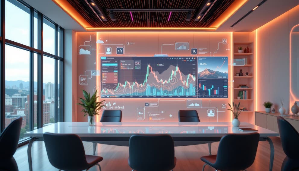 Modern Trading Room Featuring Advanced Technology and Data ...