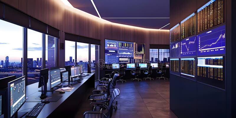 Modern Trading Room, Financial Data Analysis with Advanced Technology ...