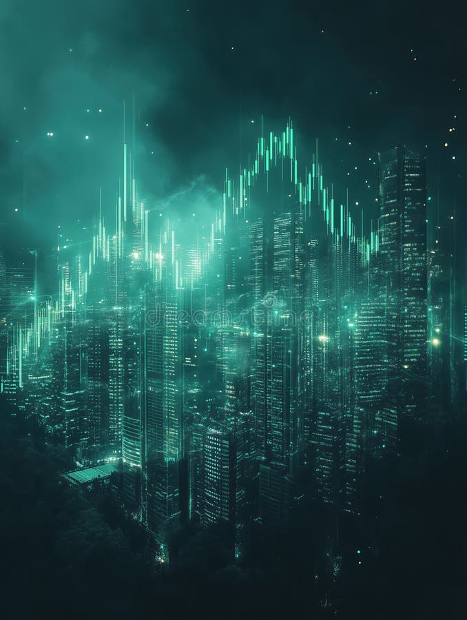 Modern Trading Visuals in Blue and Green Stock Illustration ...