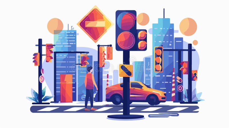 Modern Traffic Control Abstract Vector Illustration for Design Projects ...