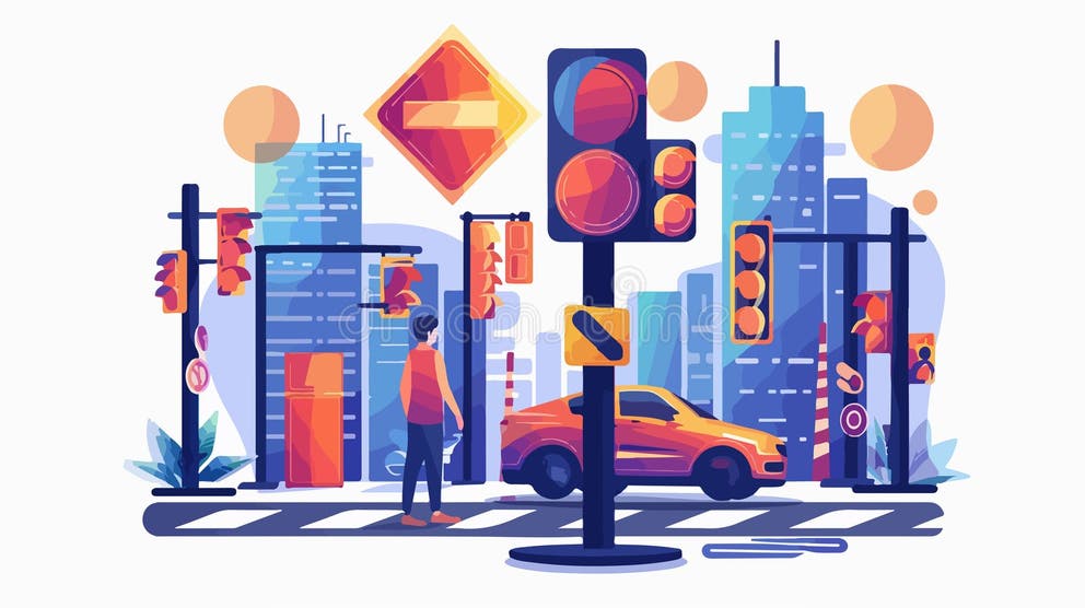 Modern Traffic Control Abstract Vector Illustration for Design Projects Stock Vector ...