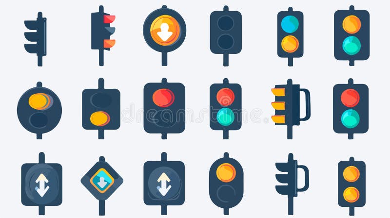 Modern Traffic Light Icon for Traffic Related Designs in Red and Green ...